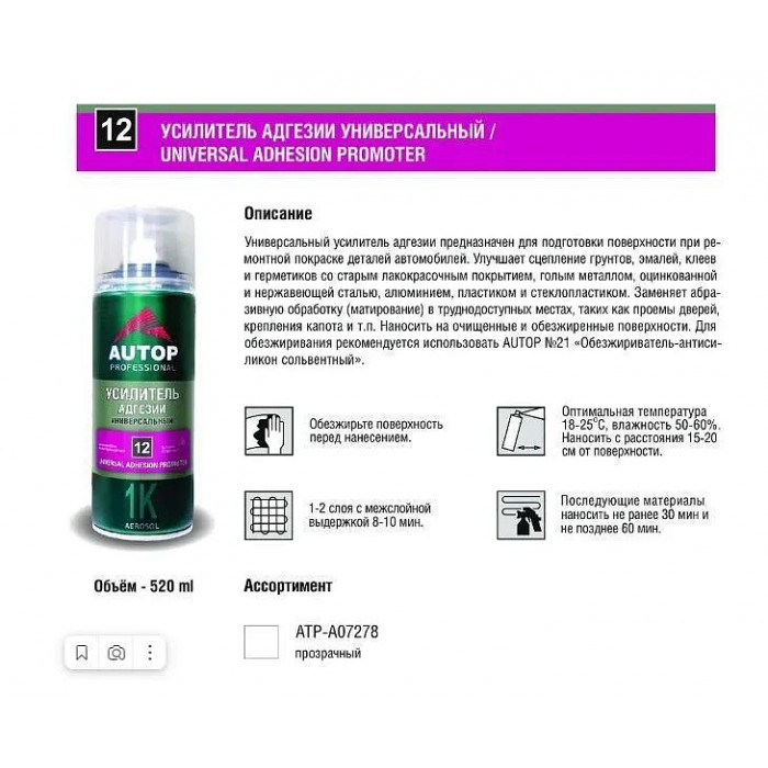 Купить AUTOP Universal Adhesion Promoter Усилитель адгезии ...